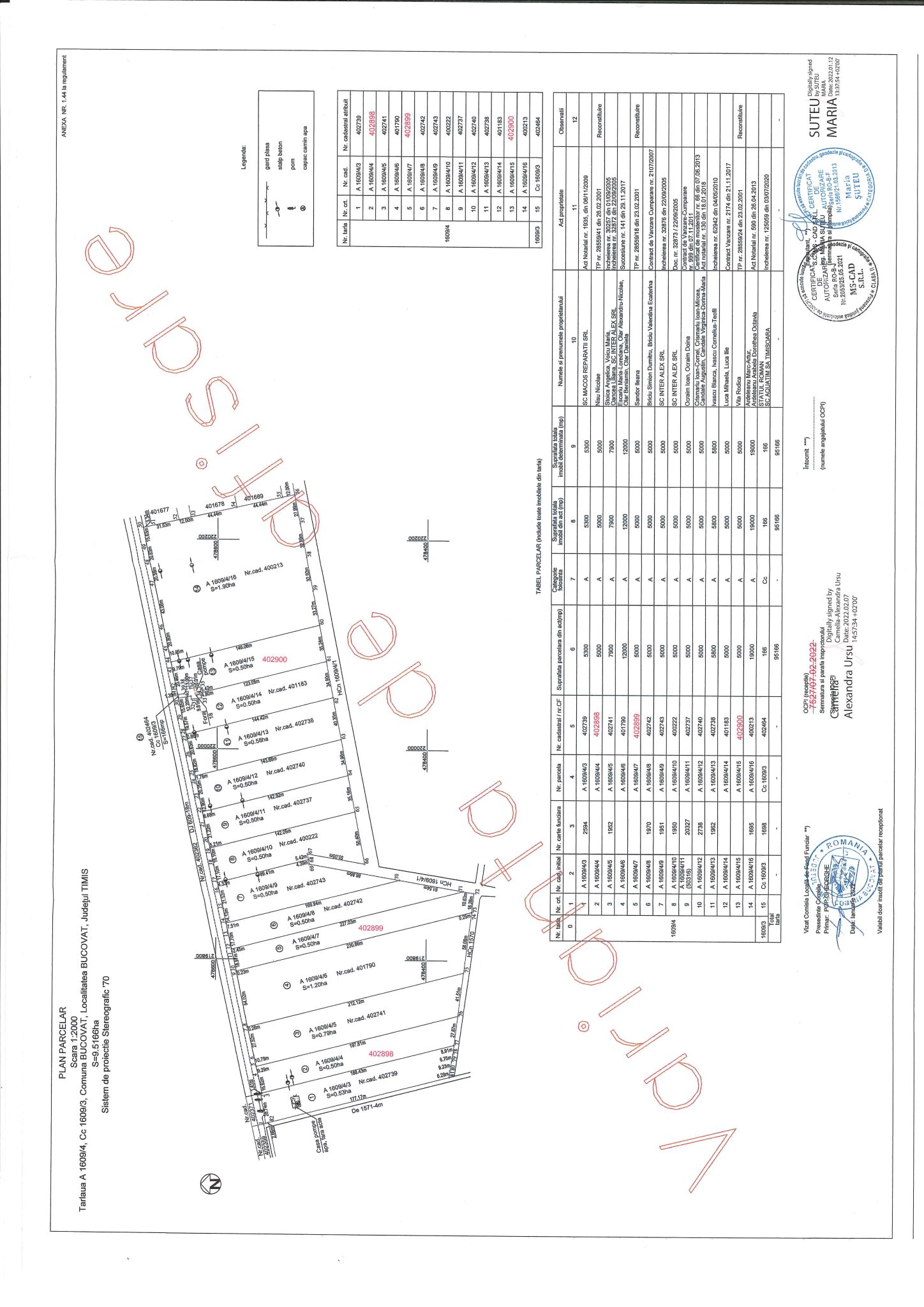 Plan parcelar 7 februarie 2022 – Comuna Bucovăț